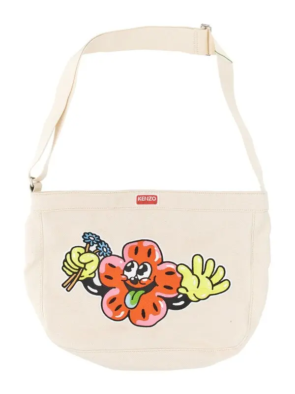 Kenzo Embroidered Shoulder Bag - Powder