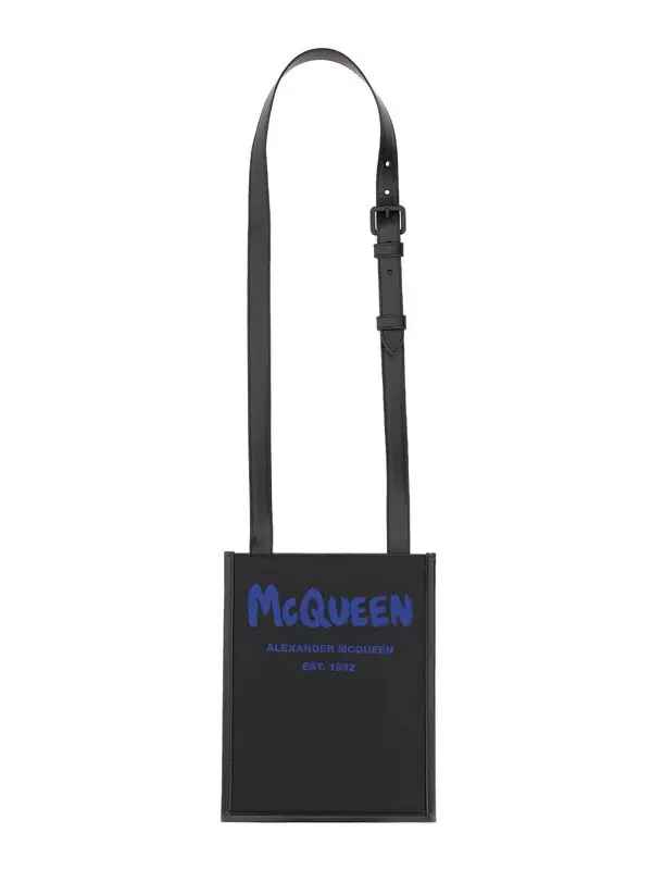 Alexander McQueen Smartphone Bag With Graffiti Logo - Black
