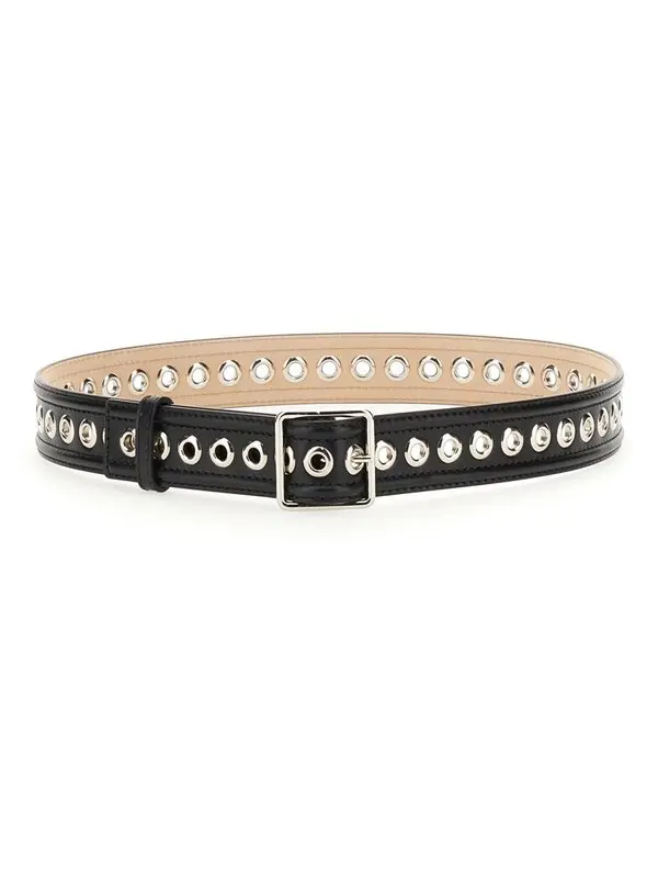 Alexander McQueen Medium Belt With Eyelets - Black
