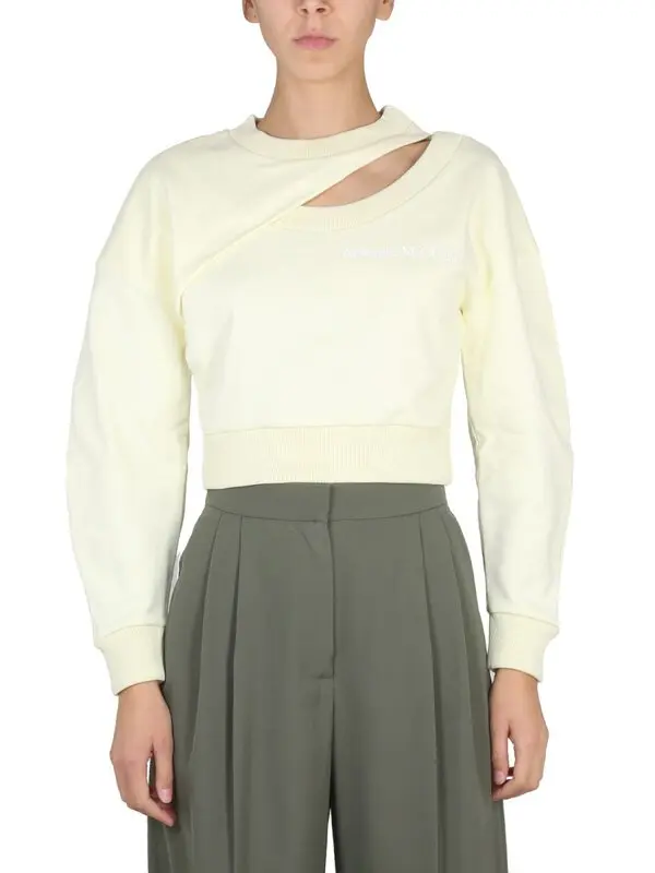 Alexander McQueen Cropped Sweatshirt - Ivory