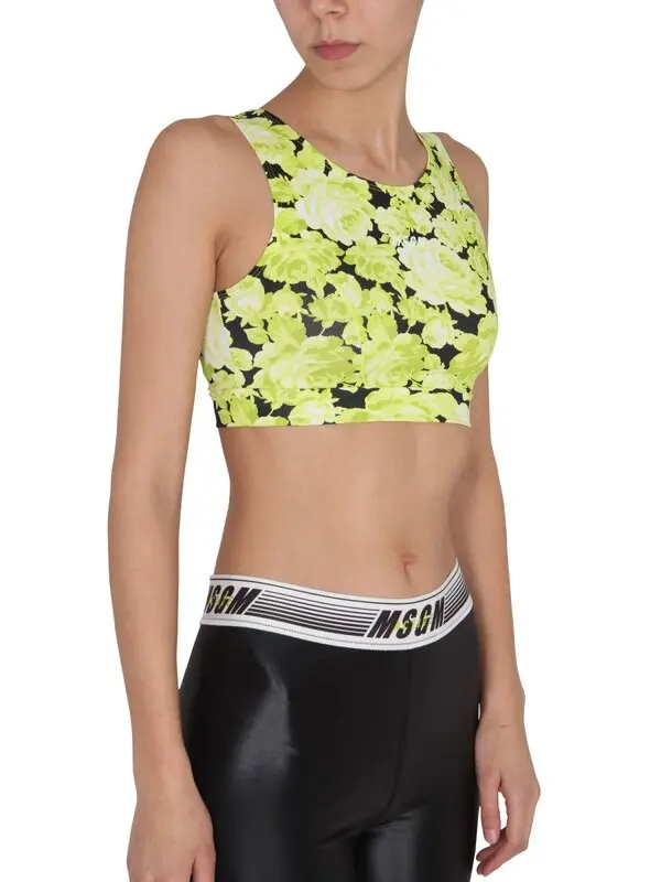 MSGM Floral Print Cropped Top