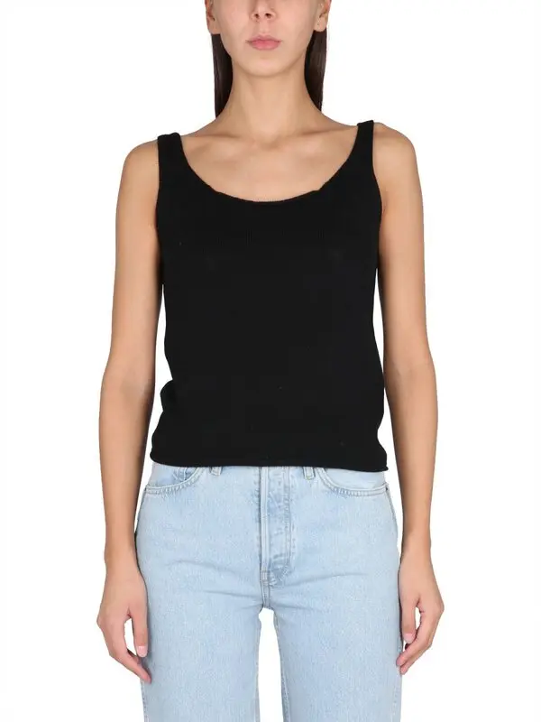 Aspesi Cotton Ribbed Tank Top - Black