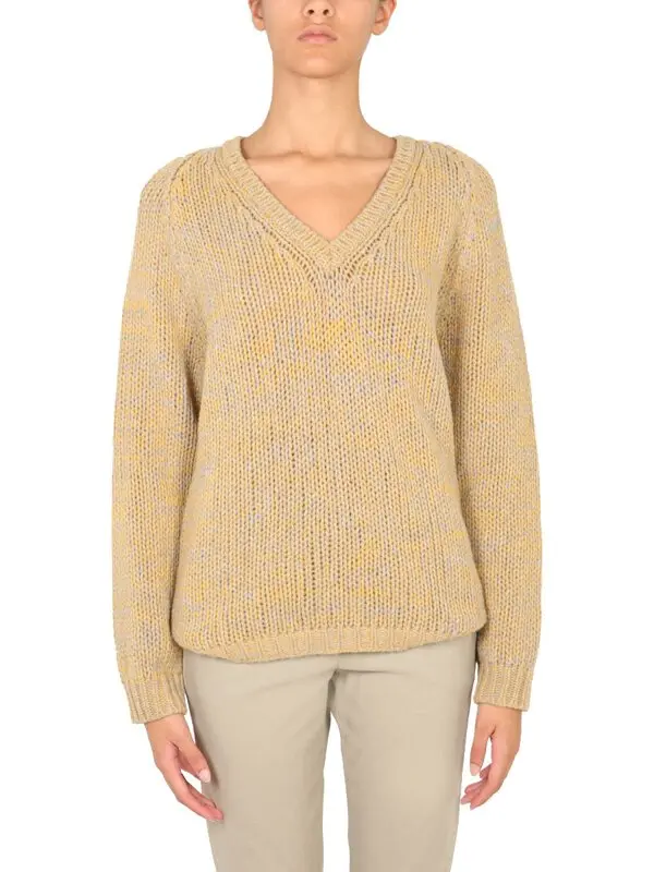 Aspesi V-neck Virgin Wool Sweater - Yellow