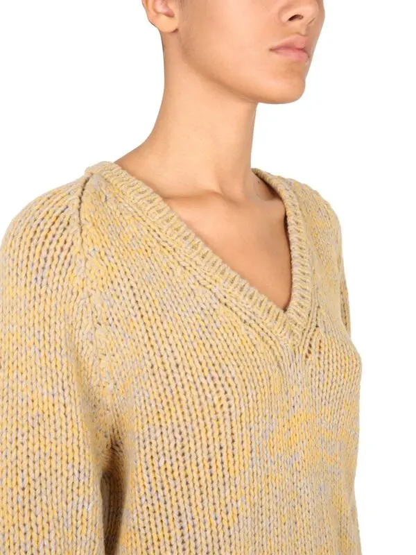 Aspesi V-neck Virgin Wool Sweater - Yellow