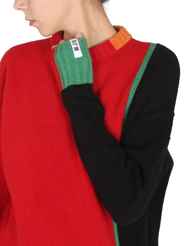 RIGHT FOR Pullover With Ribbed Collar - Multicolour
