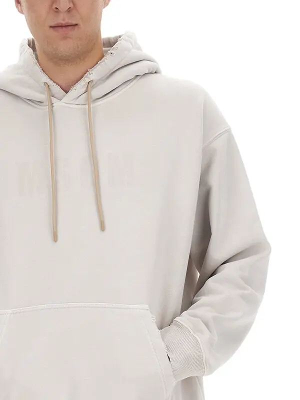 MSGM Hooded Cotton Sweatshirt - Beige