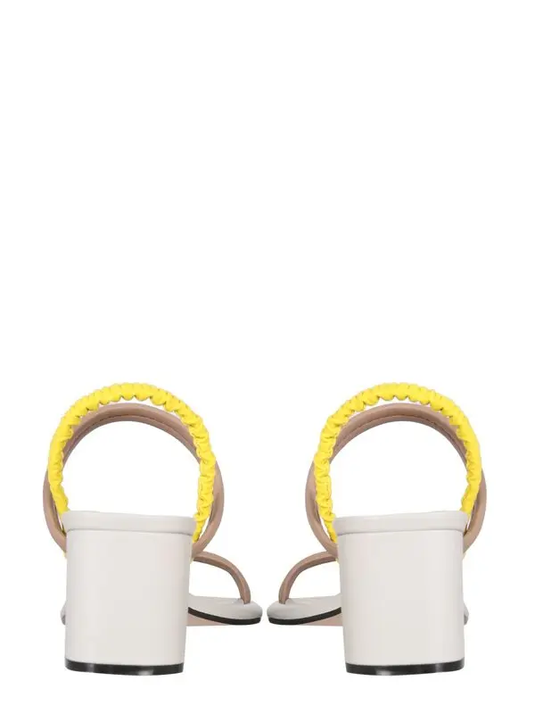 ALYSI Leather Strappy Sandals - Beige