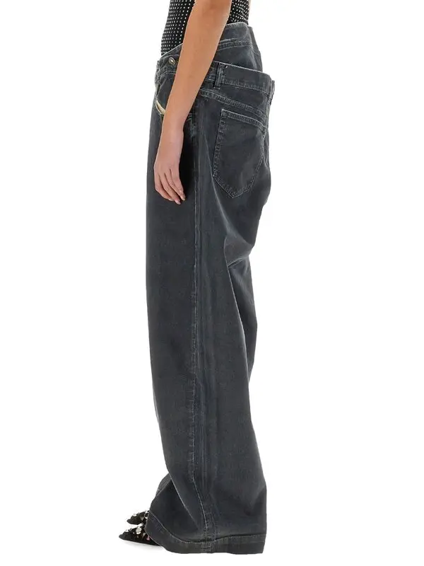Attico Wide Leg Cotton-blend Trousers - Charcoal