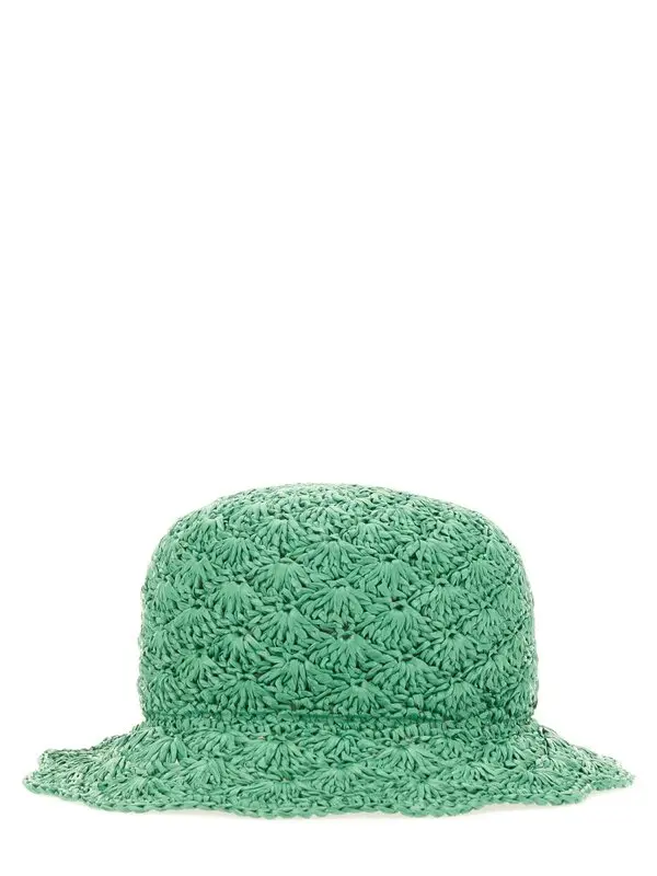 Red Valentino Raffia Bucket Hat - Green