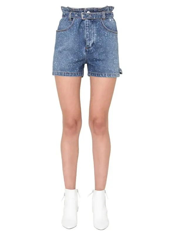 MSGM Denim High-waisted Shorts