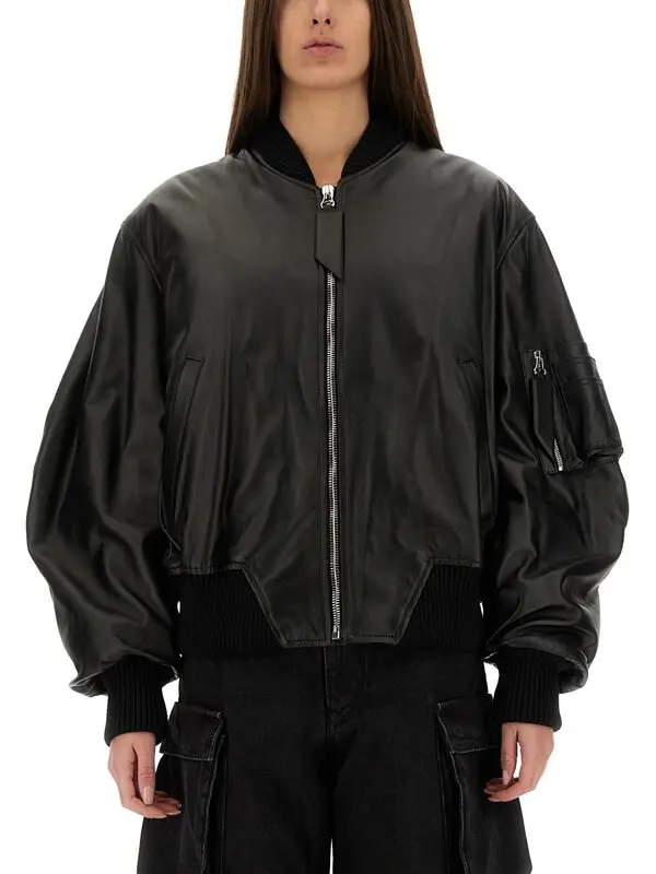 Attico Leather Bomber Jacket
