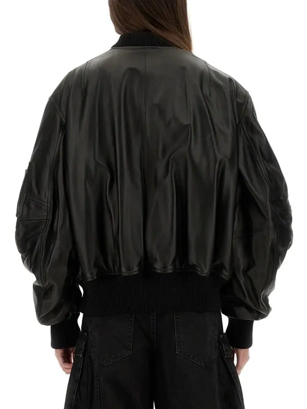 Attico Leather Bomber Jacket