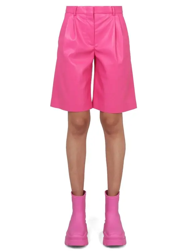 MSGM Faux Leather Bermuda Shorts - Pink