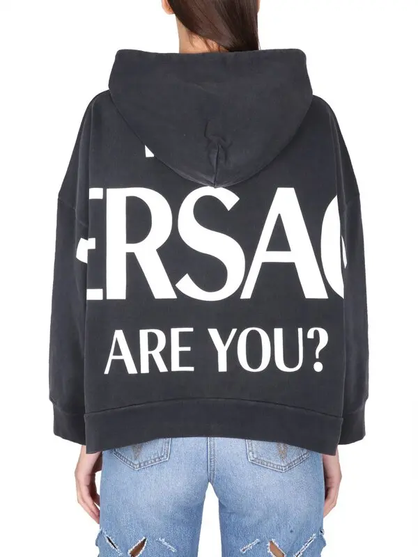 Versace Logo Hooded Sweatshirt - Black