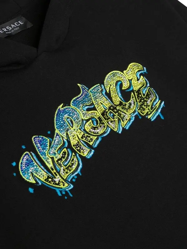 Versace Logo Hoodie - Black