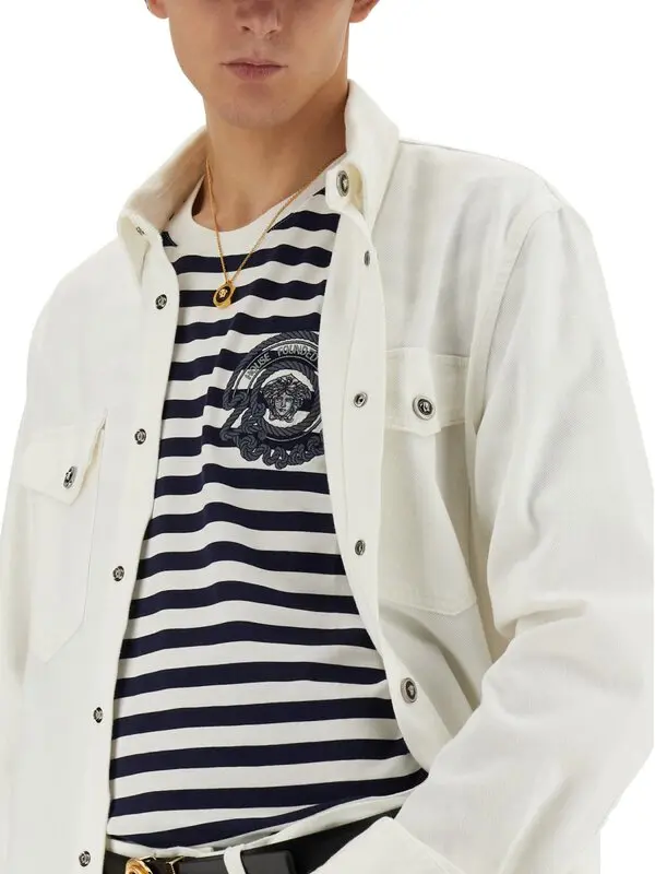 Versace Striped T Shirt - Multicolour