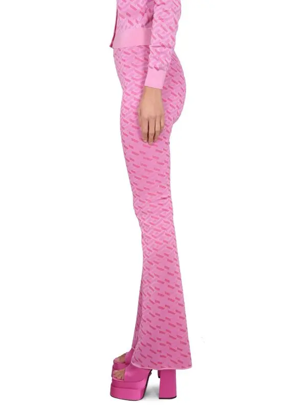 Versace Jacquard Pants With Greek Print - Pink