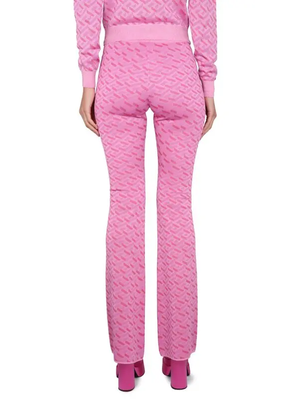 Versace Jacquard Pants With Greek Print - Pink