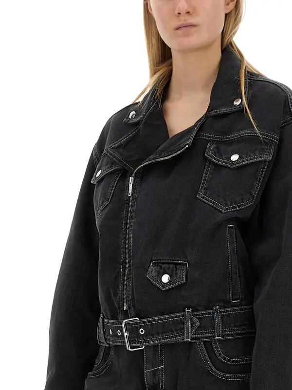 Moschino Regular Fit Denim Jacket - Black