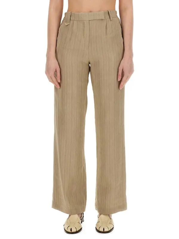 ALYSI Wide Leg Linen-blend Trousers