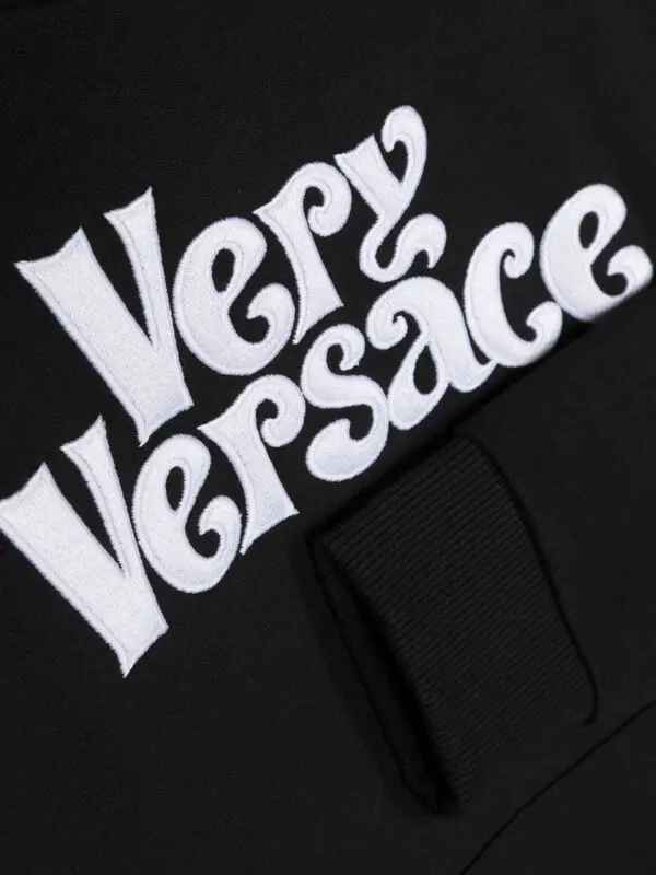 Versace Embroidered Fleece Sweatshirt - Black