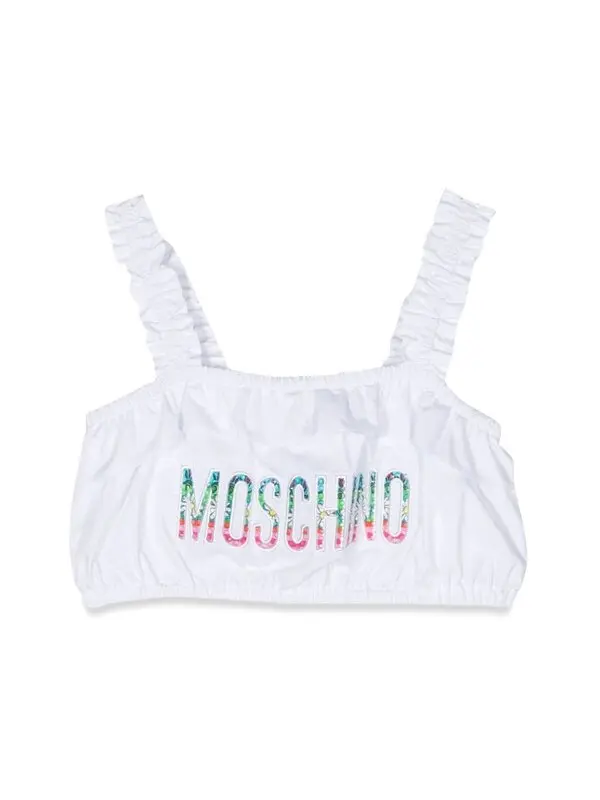 Moschino Headband Top With Logo Straps - White