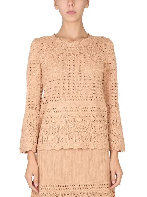 Moschino Wool Blend Crewneck Sweater - Beige