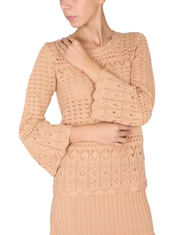 Moschino Wool Blend Crewneck Sweater - Beige