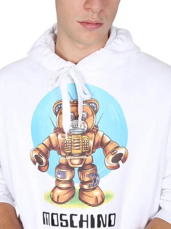 Moschino Teddy Print Hoodie - White