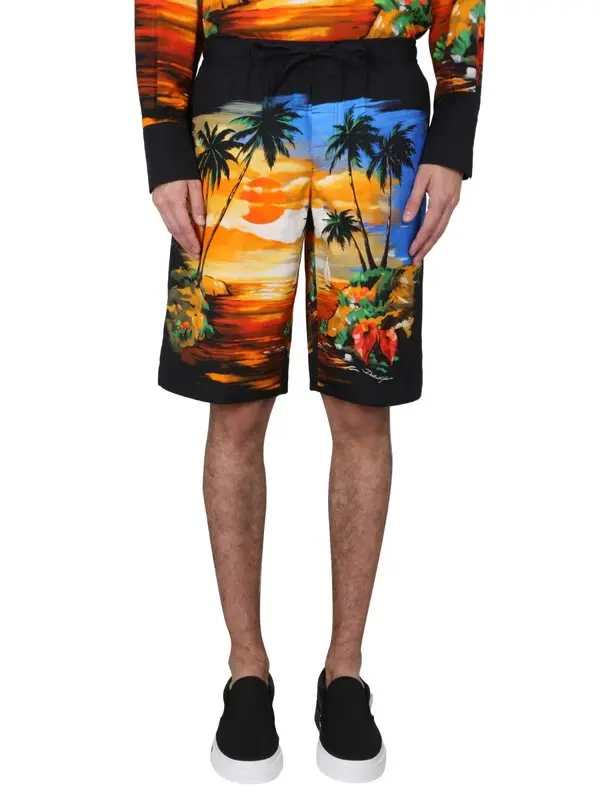 Dolce & Gabbana Bermuda Shorts With Hawaii Print - Multicolour