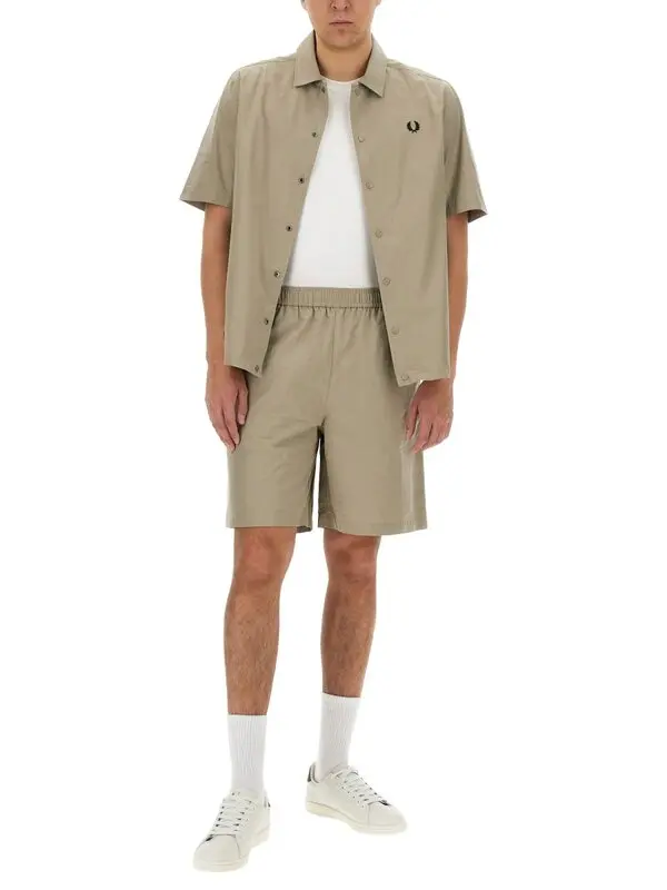 Fred Perry Cotton Bermuda Shorts - Beige