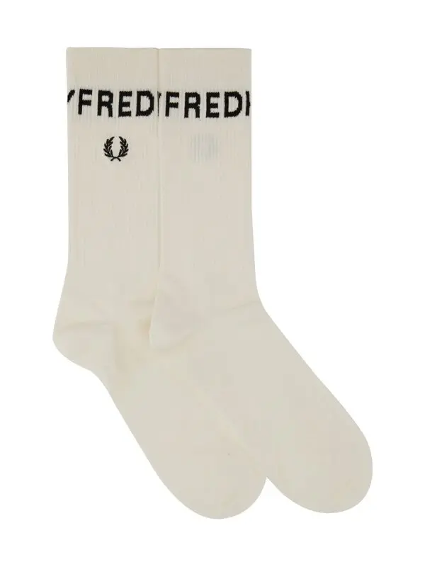 Fred Perry Logo Crew Socks - White