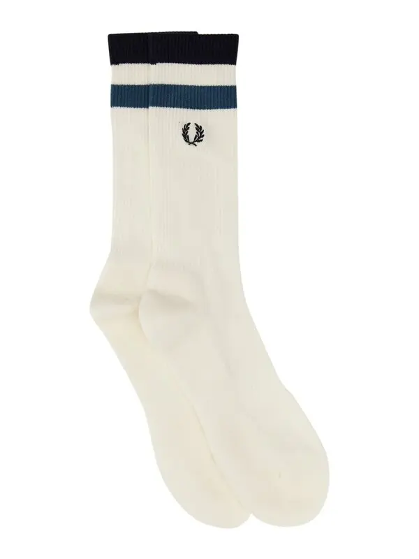 Fred Perry Logo Embroidered Socks - White