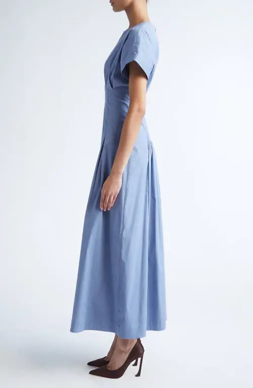 Lela Rose Cotton Poplin Midi Dress With Smocked Back - Cornflower |  Editorialist