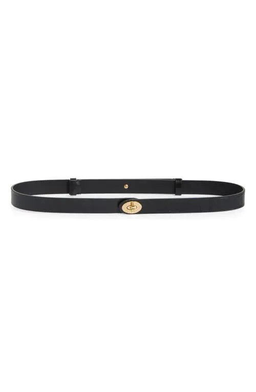 Burberry Cotswolds Croc Embossed Leather Belt - Black/gold Hdw
