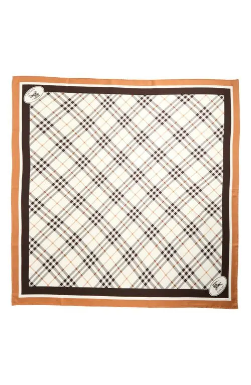 Burberry Medium Check Border Silk Scarf - Pebble White