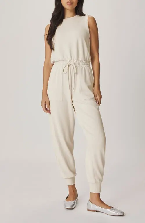 Splendid Scubasoft Tie Waist Sleeveless Jumpsuit - Pale Oak White