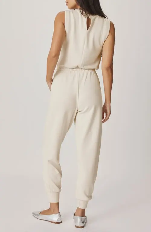 Splendid Scubasoft Tie Waist Sleeveless Jumpsuit - Pale Oak White