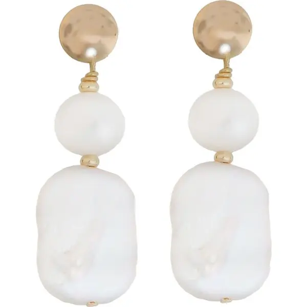PANACEA Genuine Pearl Drop Earrings - White