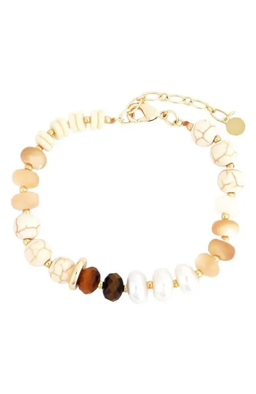 PANACEA Mixed Stone & Freshwater Pearl Beaded Bracelet - White