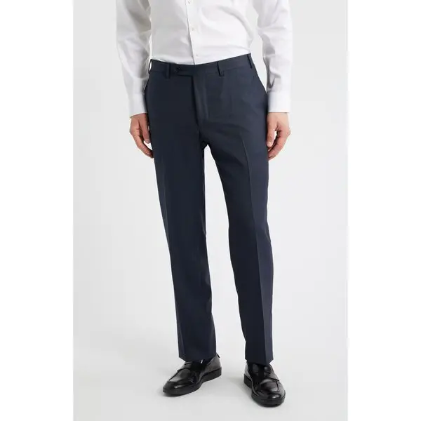 Canali Siena Regular Fit Super 130s Wool Solid Dress Pants