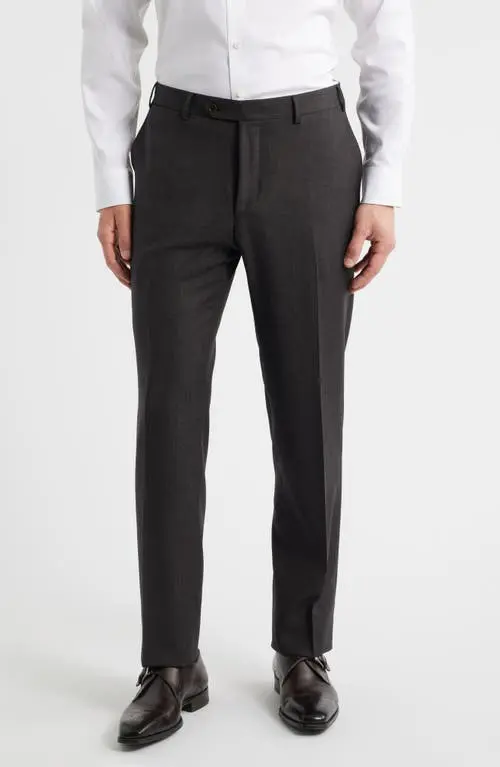 Canali Siena Regular Fit Super 130s Wool Dress Pants - Black