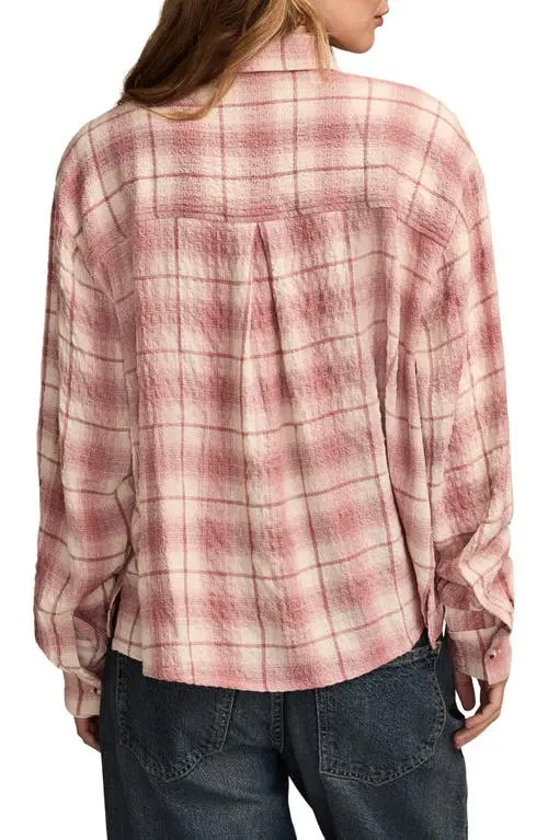 Lucky Brand Plaid Crop Button-up Shirt - Pink Plaid