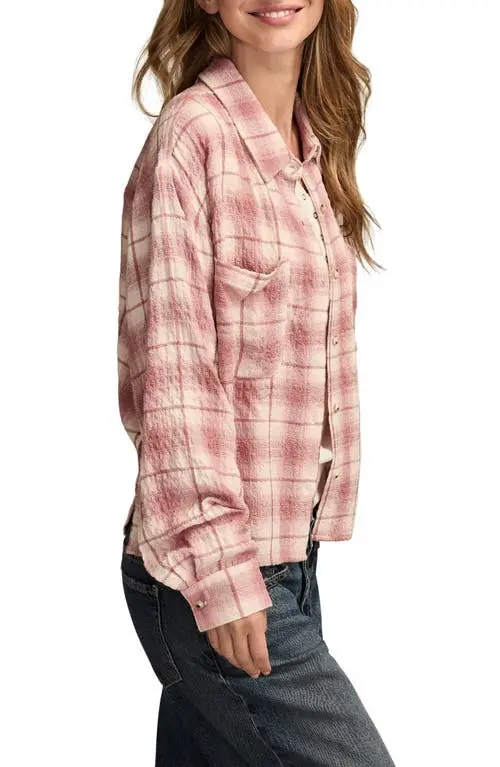Lucky Brand Plaid Crop Button-up Shirt - Pink Plaid