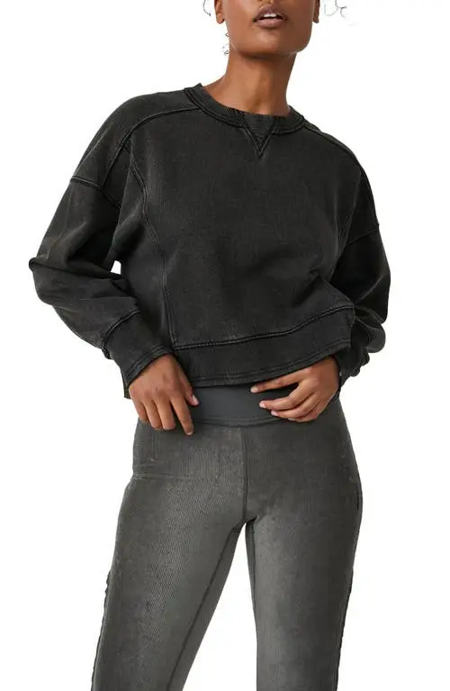 Free People Intercept Cotton-blend Sweatshirt - Black