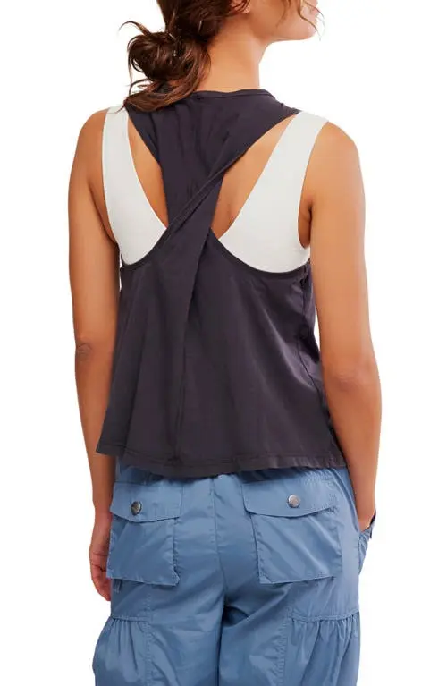 Free People Hot Shot Twist Back Tank - Black