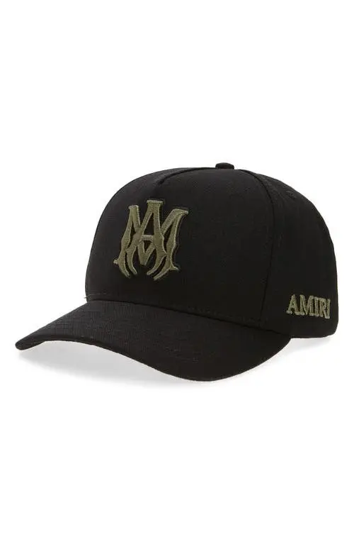 Amiri Logo Cotton Canvas Baseball Cap - Black