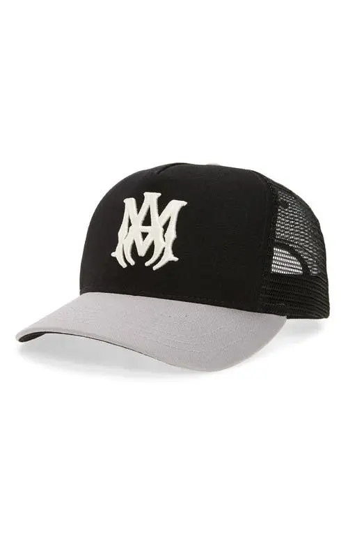 Amiri Ma Outline Embroidered Canvas Trucker Cap - Black