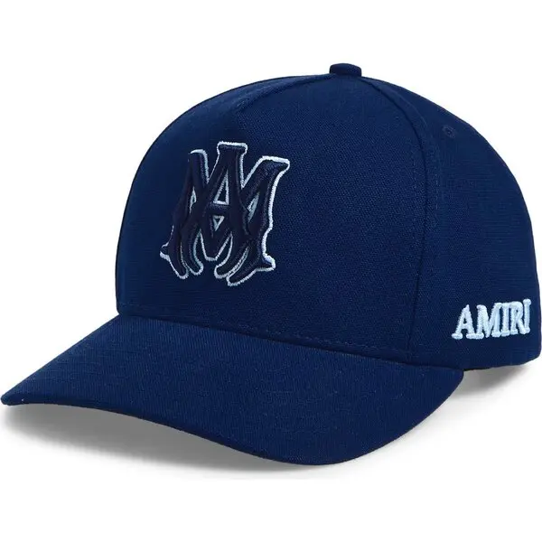 Amiri Ma Outline Embroidered Canvas Trucker Hat - Midnight Blue