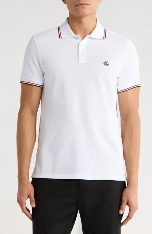 Moncler Tipped Cotton Piqué Polo - White